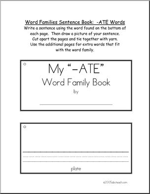 Word Family - ate words Phonics I abcteach.com