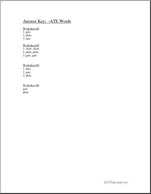 Word Family - ate words Phonics I abcteach.com