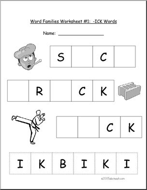 Word Family – ick words Phonics – Abcteach