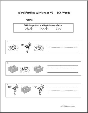 Word Family – ick words Phonics – Abcteach