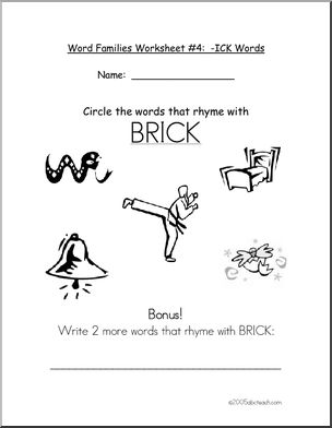 Word Family – ick words Phonics – Abcteach