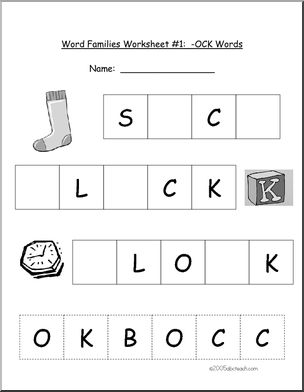 Word Family - ock words Worksheet I abcteach.com