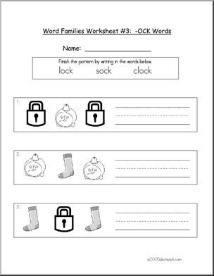 Word Family - ock words Worksheet I abcteach.com