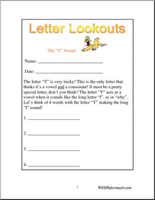 Phonics: The Y Sound | Abcteach