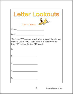 Phonics: The Y Sound | Abcteach