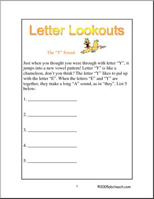 Phonics: The Y Sound | Abcteach