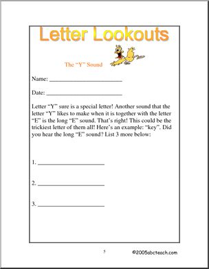 Phonics: The Y Sound | Abcteach