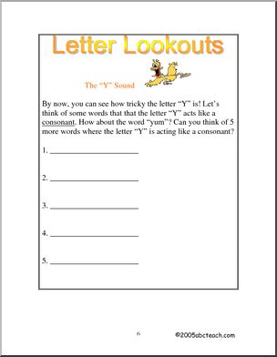 Phonics: The Y Sound | Abcteach