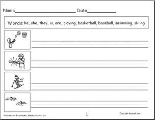 Easy Writing Sentences (with pictures) 2 – Abcteach