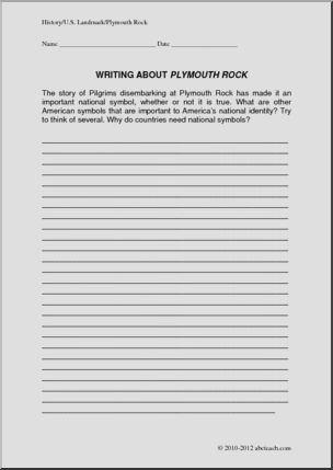 Comprehension: U.S. Landmark – Plymouth Rock (upper elem/middle) – Abcteach