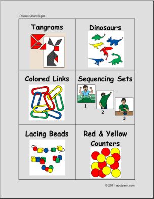 Center Signs: Pocket Charts (color) (set 3) | Abcteach