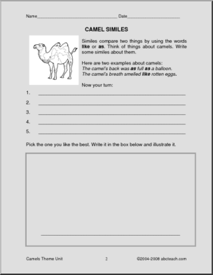 Camels (upper elem) Poetry Prompts – Abcteach