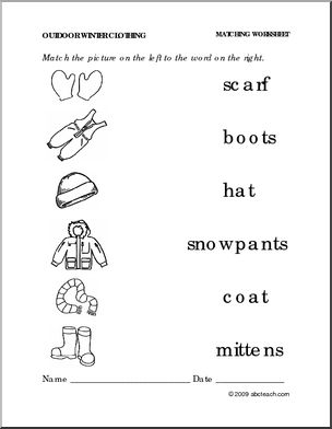 Worksheet Set: Winter Clothing Theme – Abcteach