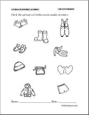 Worksheet Set: Winter Clothing Theme – Abcteach