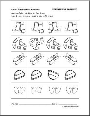 Worksheet Set: Winter Clothing Theme – Abcteach