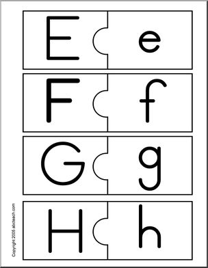 Puzzles: Alphabet Upper – Lower Case Match – b/w (pre-K/primary) – Abcteach