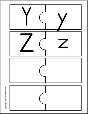Puzzles: Alphabet Upper – Lower Case Match – b/w (pre-K/primary) – Abcteach