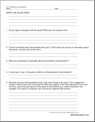 Writing Prompts: Quotes from Presidents | Abcteach