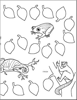 Game Board: Rain Forest (30 spaces; b/w version) | Abcteach