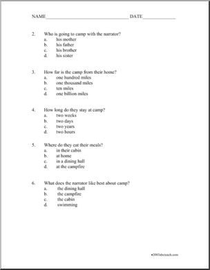 Reading Comprehension - Fiction - Going to Camp