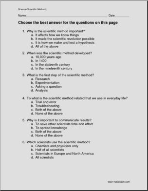 Comprehension: Science; The Scientific Method (elem/upper elem) | Abcteach