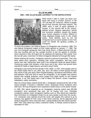 Comprehension: Ellis Island (full set) | Abcteach