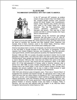 Comprehension: Ellis Island (full set) | Abcteach