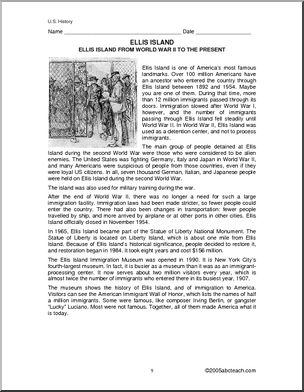 Comprehension: Ellis Island (full set) | Abcteach