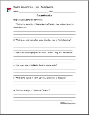 Comprehension: State – North Carolina (elementary) – Abcteach