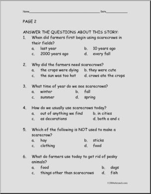 Comprehension: Scarecrows (elem) – Abcteach