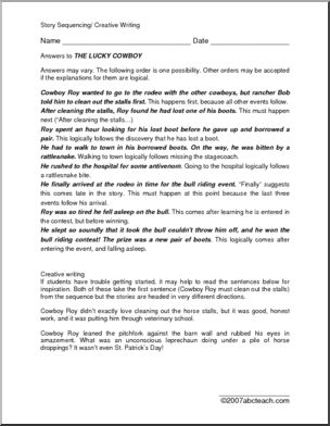 Story Sequence: Cowboys (upper elem/middle) | Abcteach
