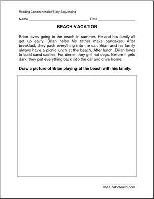 Story Sequence: A Day at the Beach (primary/elem) | Abcteach