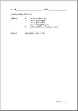 Comprehension: The Sun (primary) | Abcteach