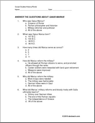 Biography: Gaius Marius Roman Ruler (upper elem/middle) – Abcteach