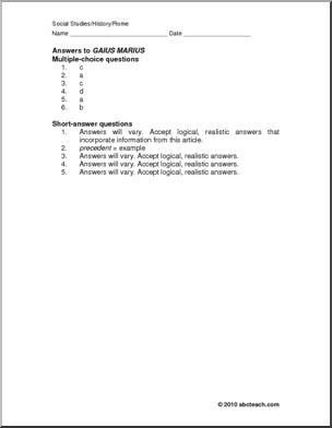 Biography: Gaius Marius Roman Ruler (upper elem/middle) – Abcteach