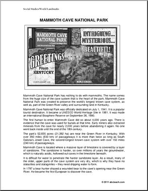 Comprehension: Mammoth Cave (upper elem/middle) – Abcteach