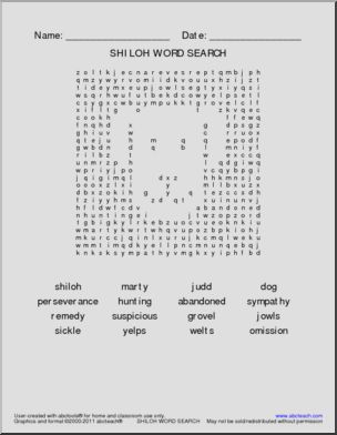 Shiloh Spelling List & Word Search (elem/upper elem) Vocabulary I ...