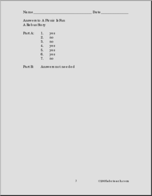 A Picnic Is Fun (b/w) Rebus I abcteach.com