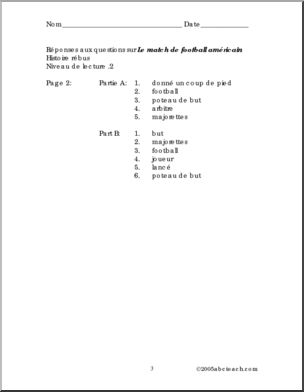 French: Le match de foot amÃˆricain | Abcteach