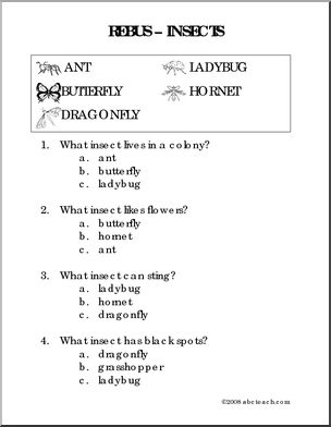 Insects (primary/elem) Rebus – Abcteach