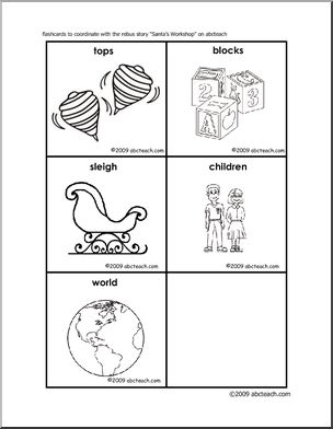 Santa's Workshop (b/w) - flashcards Rebus I abcteach.com