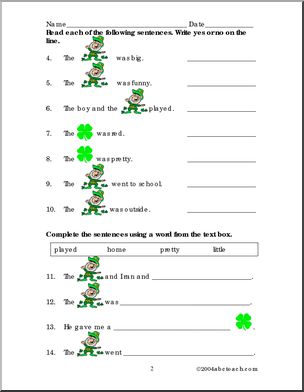 The Little Leprechaun (full color) Rebus – Abcteach