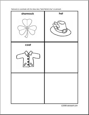 St. Patrick’s Day (b/w) – flashcards Rebus – Abcteach