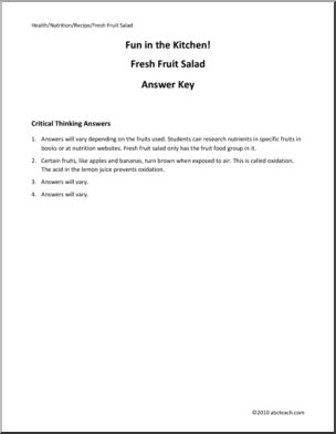 Recipe: Fun in the Kitchen-Fresh Fruit Salad (upper elem/middle) | Abcteach