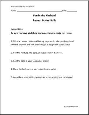 Recipe: Fun in the Kitchen-Peanut Butter Balls (primary) – Abcteach