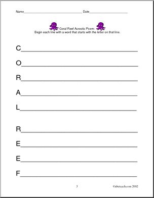 Coral Reef Poetry Prompts I abcteach.com
