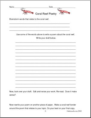 Coral Reef Poetry Prompts I abcteach.com