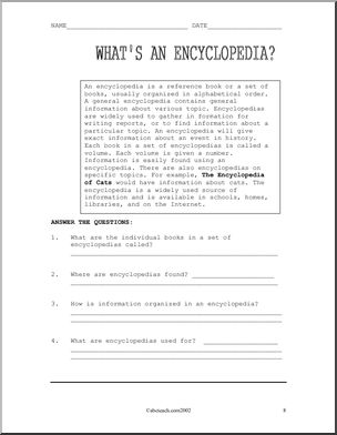 Reference Skills (elem/upper elem) Worksheets I abcteach.com