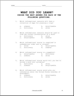 Reference Skills (elem/upper elem) Worksheets I abcteach.com