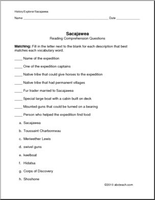 Biography: Sacajawea (elem) | Abcteach